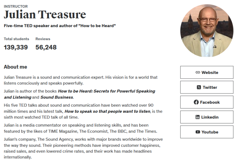 Udemy Instructor Review: Julian Treasure – CourseKing