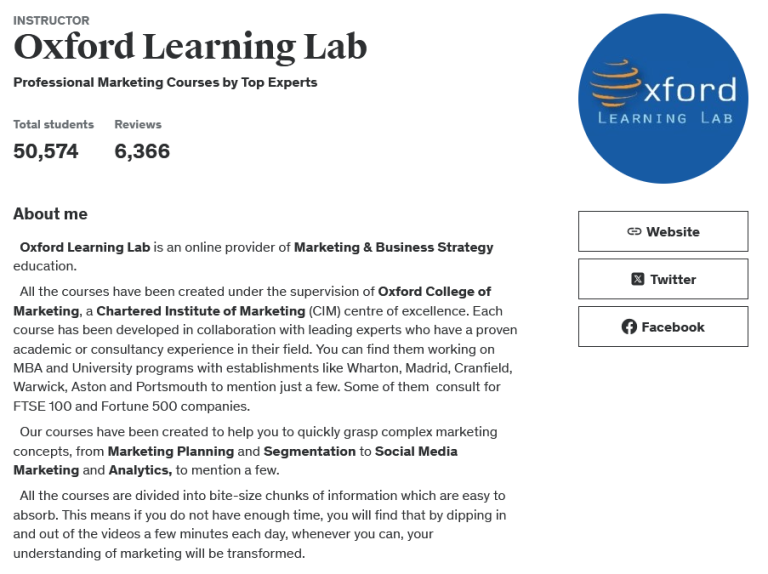 Udemy Instructor Review: Oxford Learning Lab – CourseKing